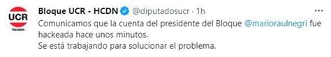 Hackearon La Cuenta Oficial De Twitter Del Diputado Mario Negri Infobae