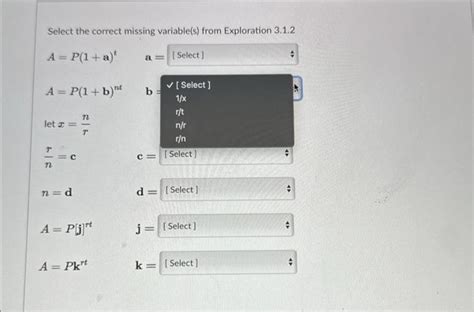 select the correct missing variable s from