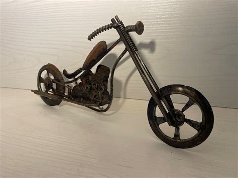 Motorcycle Metal Sculpture Scrap Metal Art Rustic Motorcycle Art