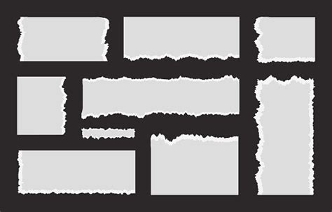 스크랩북을 위한 현실적인 찢어진 흰 종이 시트 고르지 않은 질감 가장자리가 있는 찢어진 빈 노트북 페이지 손상된 편지 또는 오래된 문서 모형 콜라주를 위한 간단한 텍스트