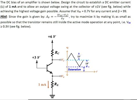 SOLVED The Dc Bias Of An Amplifier Is Shown Below Design The Circuit To Establish A DC Emitter