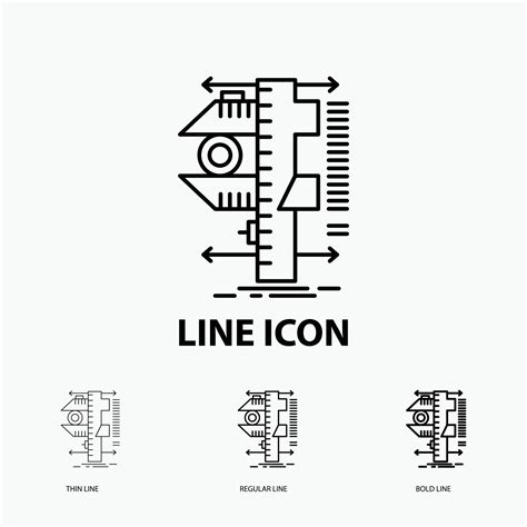 Measure Caliper Calipers Physics Measurement Icon In Thin Regular And Bold Line Style