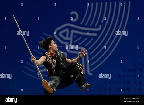 Bruneis Mohammad Adi Salihin Bin Roslan Performs At The Wushu Mens
