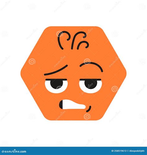 Hexagonal Orange Character Color Line Icon Mascot Of Emotions Stock Vector Illustration Of