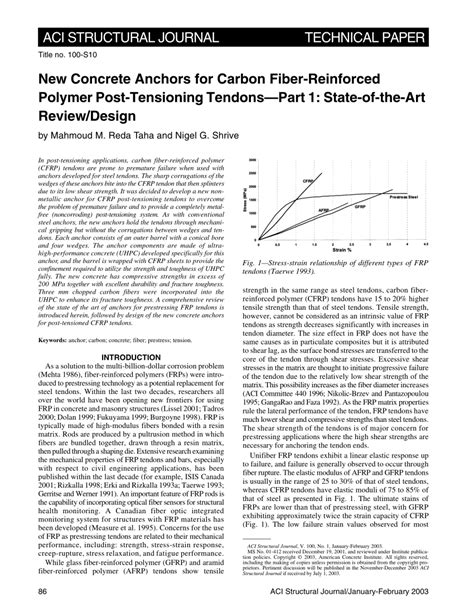 Pdf A New Non Metallic Anchorage System For Post Tensioning Applications Using Cfrp Tendons