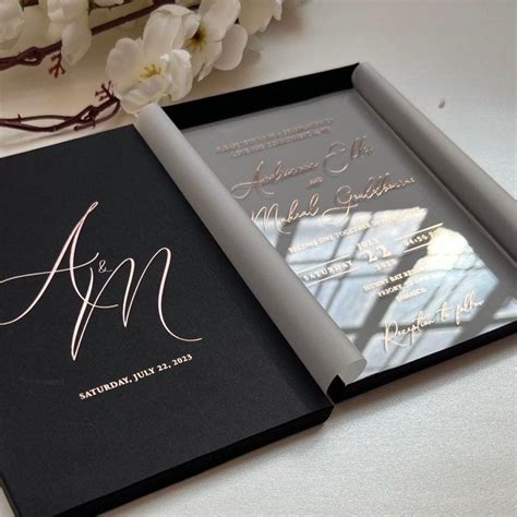 Rose Gold Acrylic Wedding Invitations Clear Wedding Invitation Box