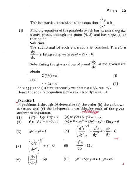 Ode Exercise 1 Pdf Equations Ordinary Differential Equation
