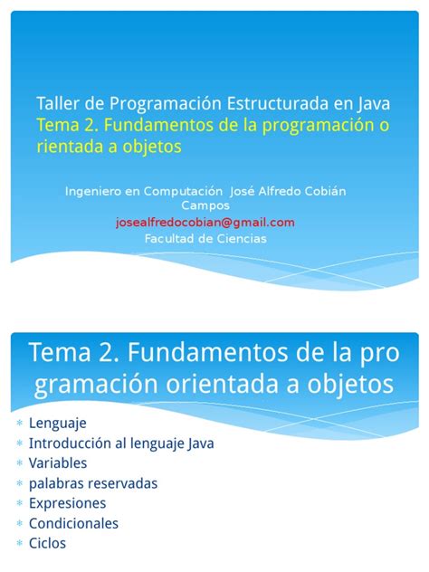 02 Tema 2 Fundamentos De La Programacion Orientada A Objetos Pdf Java Lenguaje De