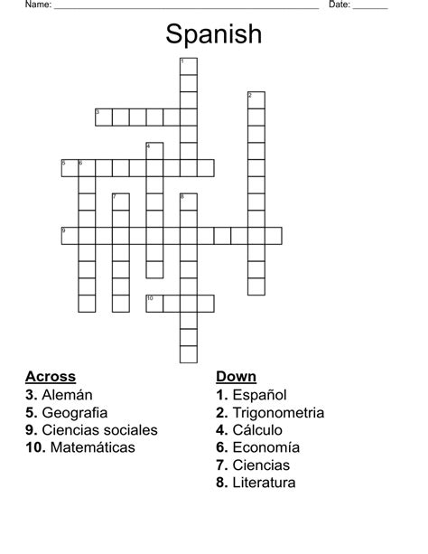 Spanish Crossword Wordmint