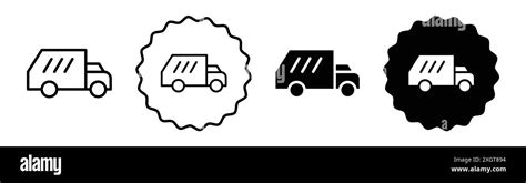 Garbage Truck Icon Logo Sign Vector Outline In Black And White Color
