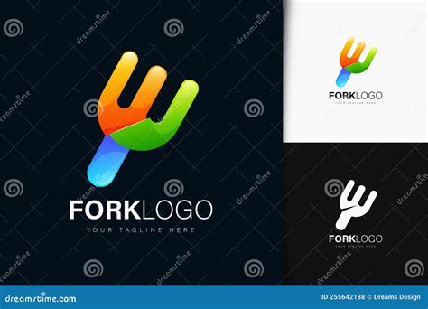 Fork Logo Design With Gradient Stock Vector Illustration Of Element Logotype 255642188