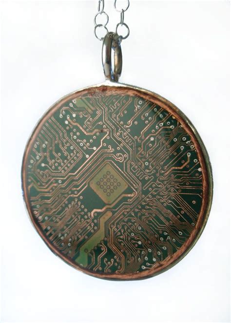 Circuit Board Circular Pendant Etsy 3 D