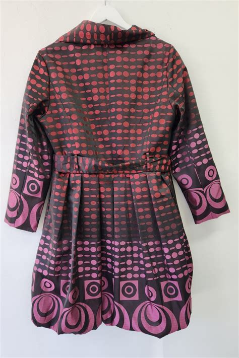 Buy Abstract Print Belted Bubble Trench Coat Samuel Dong Glamcorner