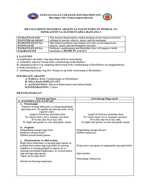 P E Lesson Plan 2nd Sem Pdf