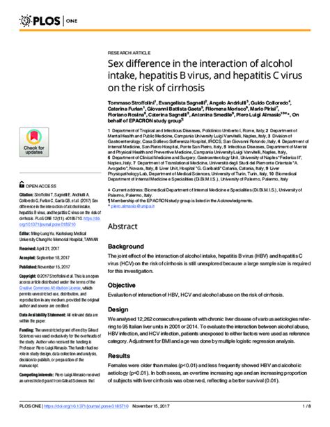 Pdf Sex Difference In The Interaction Of Alcohol Intake Hepatitis B Virus And Hepatitis C