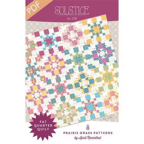 Solstice Downloadable Pdf Quilt Pattern Prairie Grass Patterns Fat