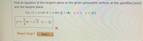 Solved Find An Equation Of The Tangent Plane To The Given