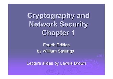 Cryptography And Network Security Chapter 1 Slides