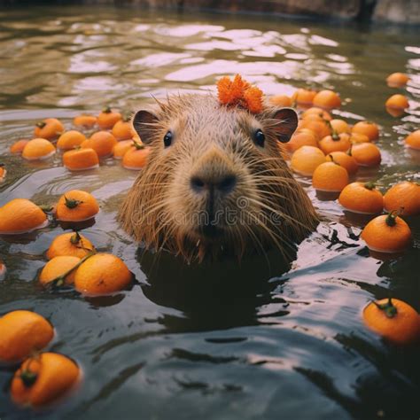 Capybara With Oranges Stock Illustration Illustration Of Rodent 303637017