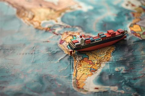 Arafed Container Ship On A Map With A Map In The Background Generative