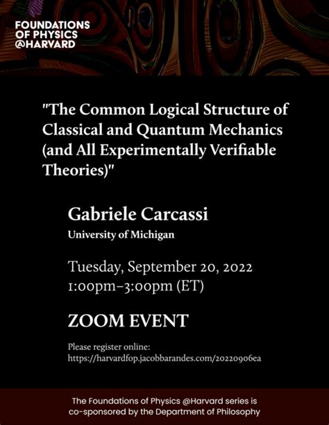Foundations Of Physics Harvard Gabriele Carcassi University Of Michigan Department Of