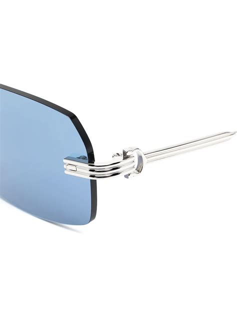 Cartier Square Frame Sunglasses In Silver Modesens