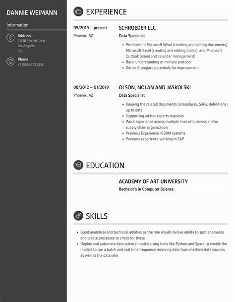 Data Specialist Resume Samples Velvet Jobs