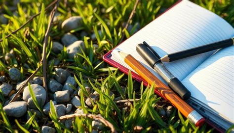 A Notebook With A Pen On It And A Pen On The Grass Premium Ai