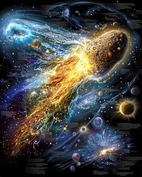 Scientific Illustration Showcasing A Comets Structure And Interaction