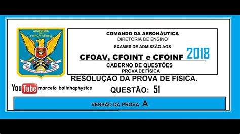 Resolução da prova de FÍSICA AFA 2018 Questão 51 YouTube