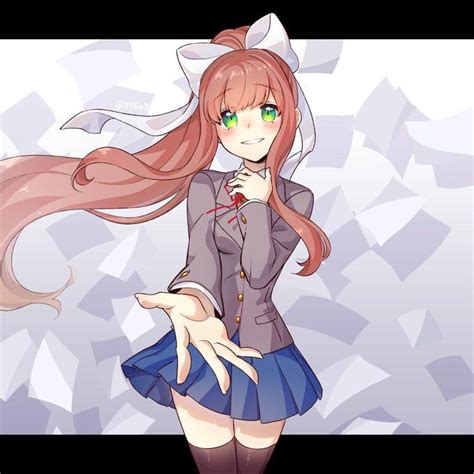 Monika Pose Just Monika Fanart Monika Ddlc Tomodachi Life Ddlc Just