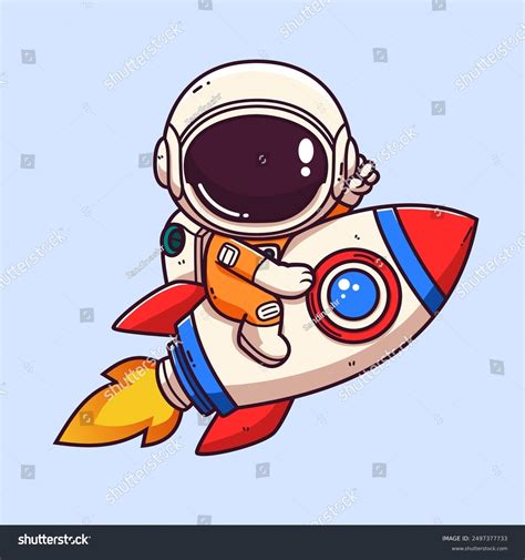 Cute Cartoon Astronaut Riding Rocket Stock Vector Royalty Free