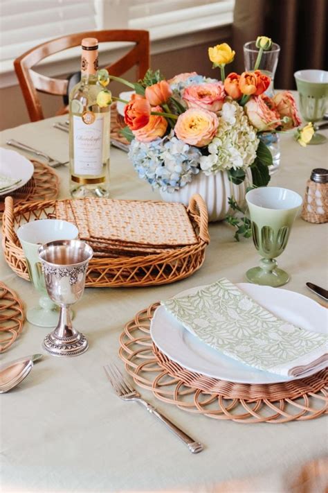 Elegant Table Setting For Shabbat On Passover