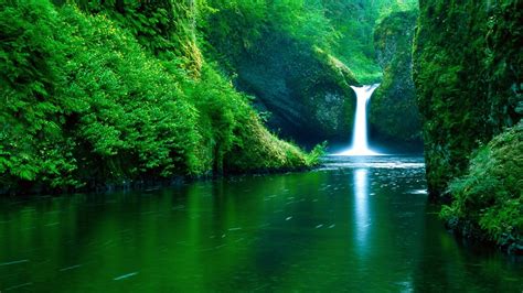 1920x1080 Waterfall Water Nature Landscape Green River Forest Wallpaper