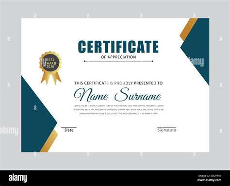 Modern Certificate Template Flat Design With Luxurious Color Stock