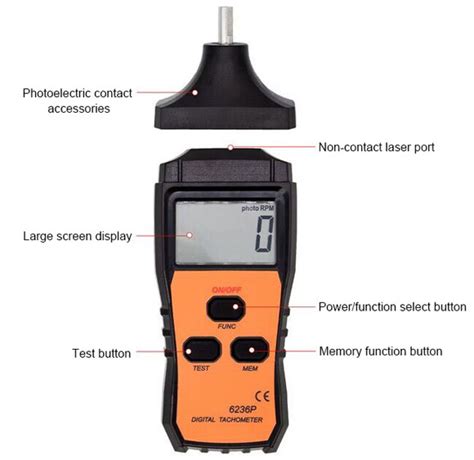 Handheld Digital Contact Tachometer 1 Rpm 1999 Rpm