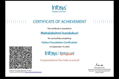 Mahalakshmi Kandukuri On Linkedin Infosysspringboard