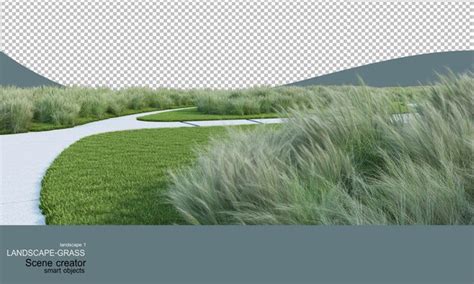 Premium Psd Landscape With Many Types Of Grass