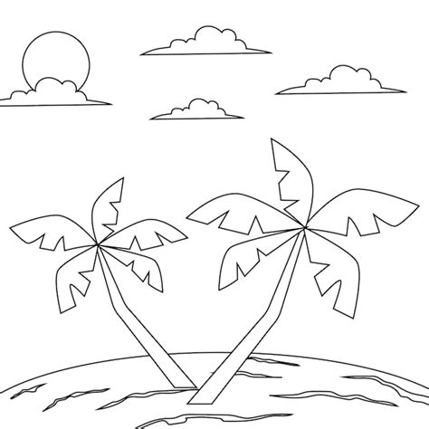 Niños verano playa para colorear ilustración para niños diseño imprimible en blanco para niños