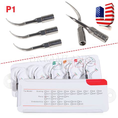 5 50x Dental Ultrasonic Piezo Scaler Tips P1 Pd1 Fit Ems Woodpecker Dte