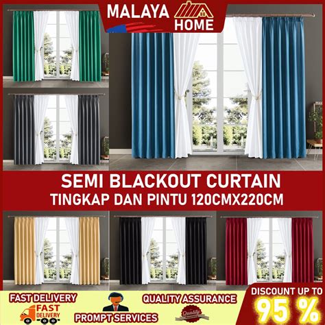 7 C69 C99 2in1 Curtain Cangkuk Semi Blackout Hook Rod Modern Langsir