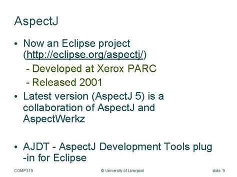 Aspect Orientated Programming Comp 319 University Of Liverpool