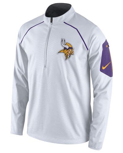 Nike Mens Minnesota Vikings Alpha Fly Rush Quarter Zip Jacket In White