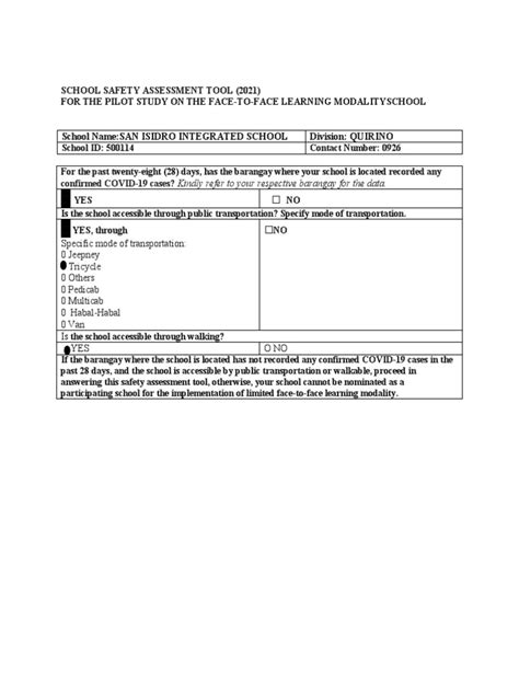 School Safety Assessment Tool Pdf Personal Protective Equipment