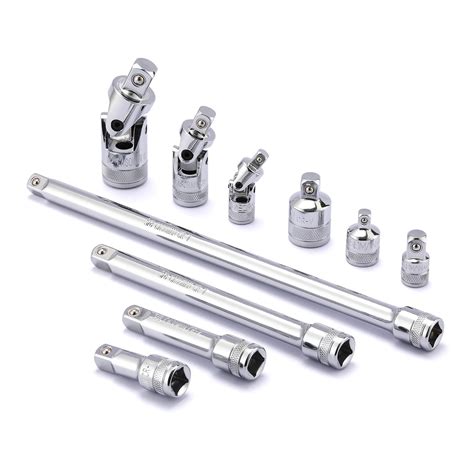 Casoman 10 Piece Socket Accessory Set 1 4 Inch 3 8 Inch 1 2 Inch Drive Includes Socket