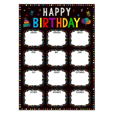 Buy Fsaoor Happy Birthday Chart For Classroom Decorations Confetti Birthday Class Birthday Chart
