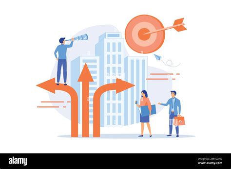 Business People And Empolyee Choosing New Career Direction Arrow With