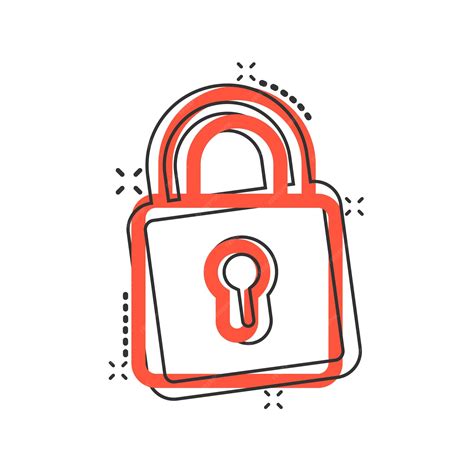 Premium Vector Padlock Icon In Comic Style Lock Cartoon Vector
