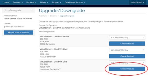 Host It Tutorials Client Portal Tutorials Upgrade A Product Package