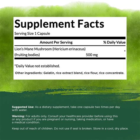 Snapklik Swanson Lions Mane Mushroom Capsules 500 Mg Each
